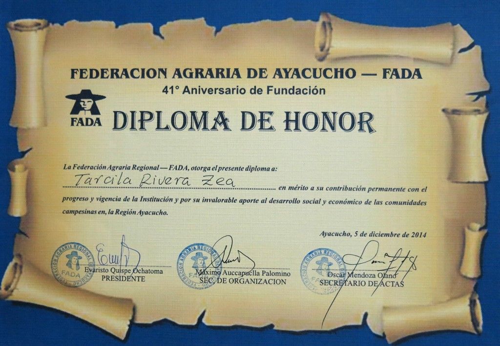 Ayacucho reconoce a lideresa indígena | chirapaq.org.pe